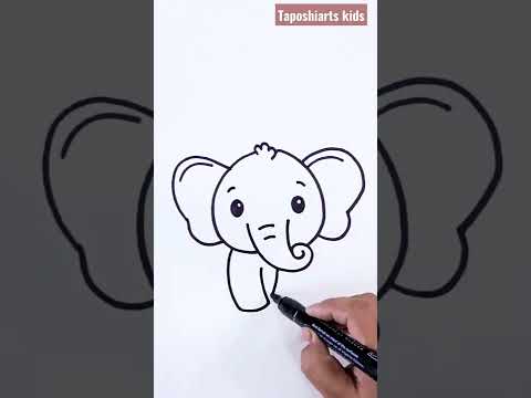 Cute baby elephant drawing step by step