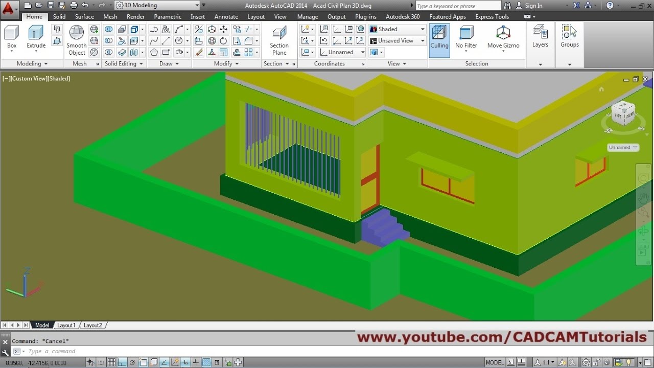 AutoCAD 3D House Modeling Tutorial Beginner Basic - 3