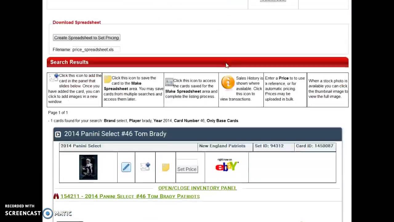 Using the Trading Card Database to Update Inventory Levels