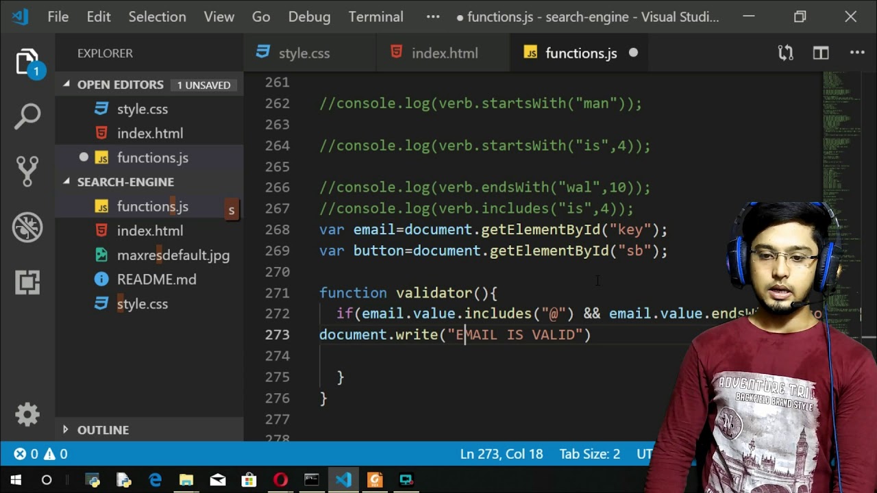 21.Email Validation Using String Methods in JavaScript