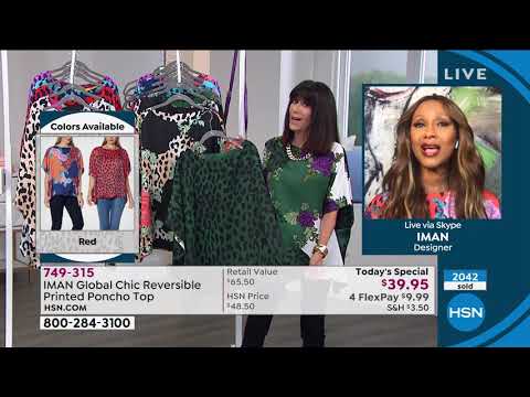 IMAN Global Chic Reversible Printed Poncho Top