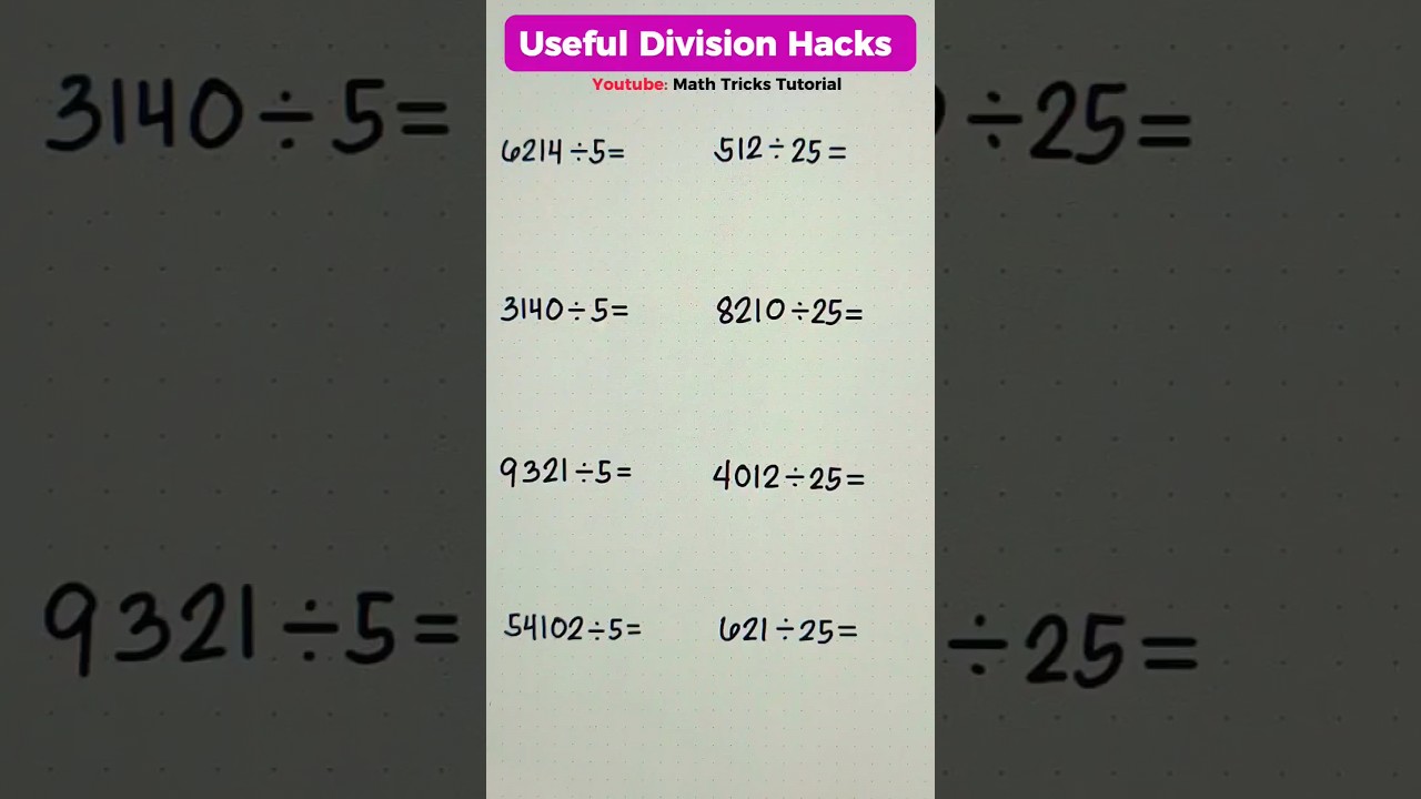 Division Hacks #MathTricksTutorial #maths #tutorial #mathematics
