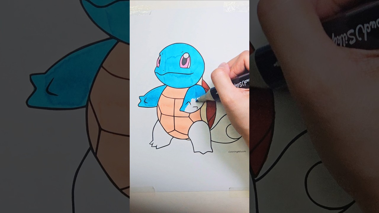 Coloring Squirtle. 🩵 #shorts #coloring #pokemon #squirtle #cute #cartoon