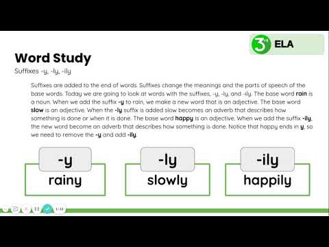 3rd grade Word Study Unit 30 suffixes -y, -ly, -ily -Day 1