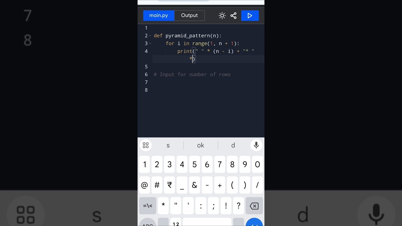 Most Asked Python Pattern Program for Interviews | Pyramid Pattern Explained in 1 Minute! #python