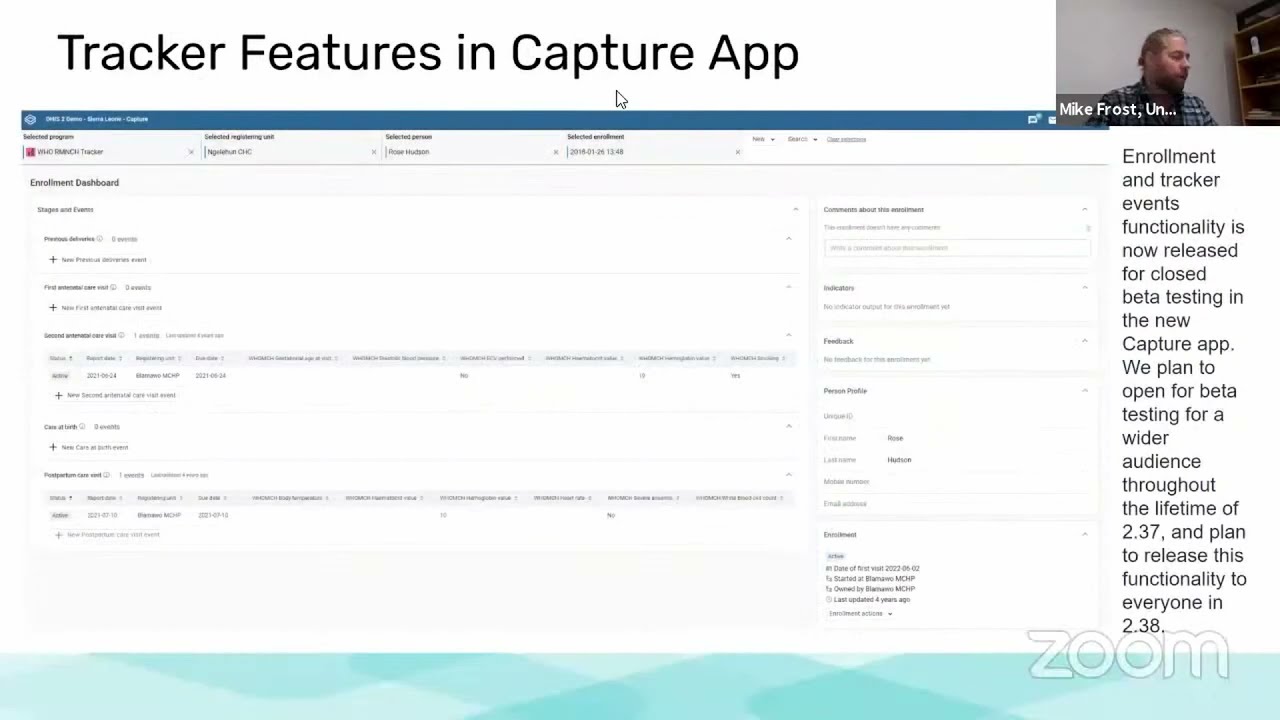 DHIS v2.37 Tracker Features in Capture App