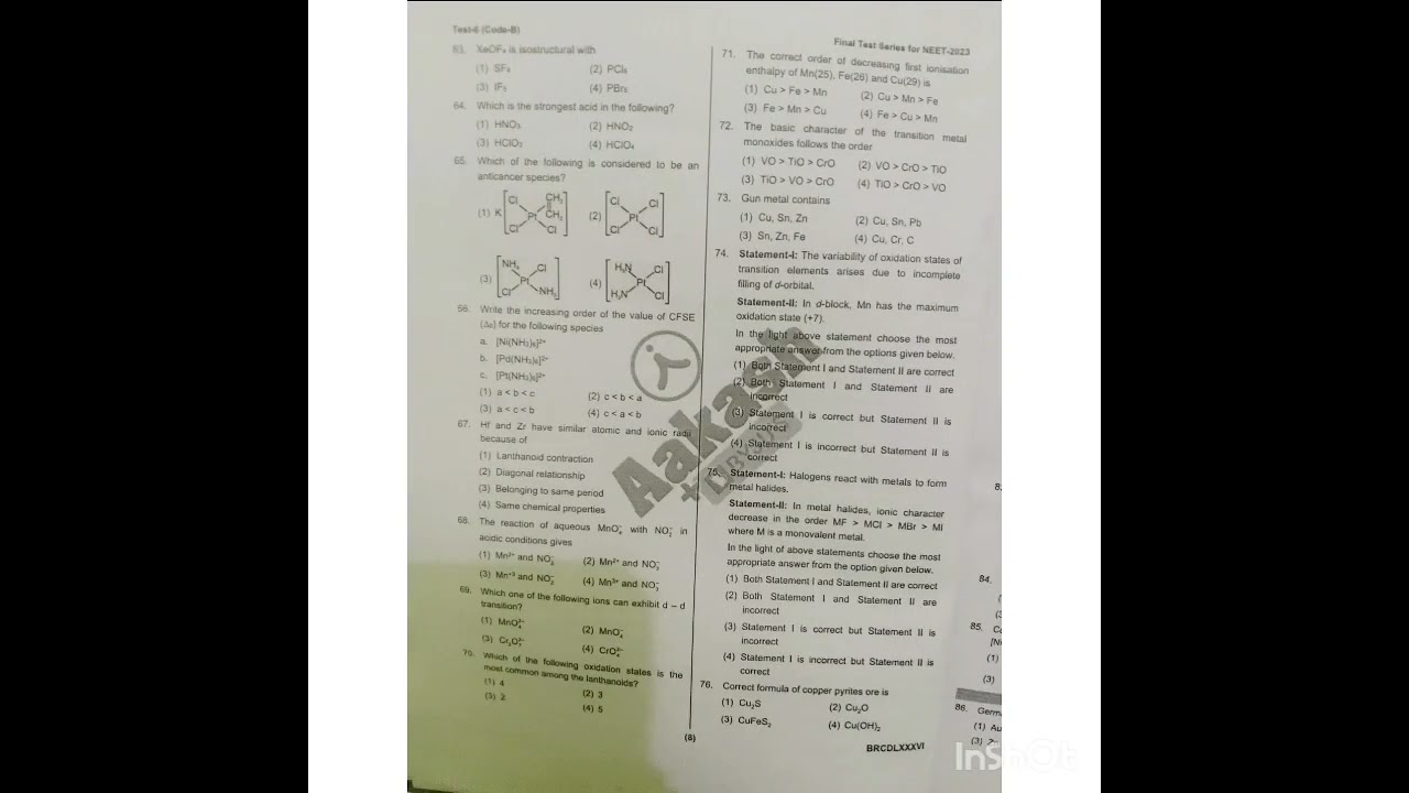 Aakash fts 6 code-B/for all RM batches