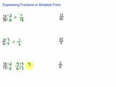 Expressing Fractions in Simplest Form