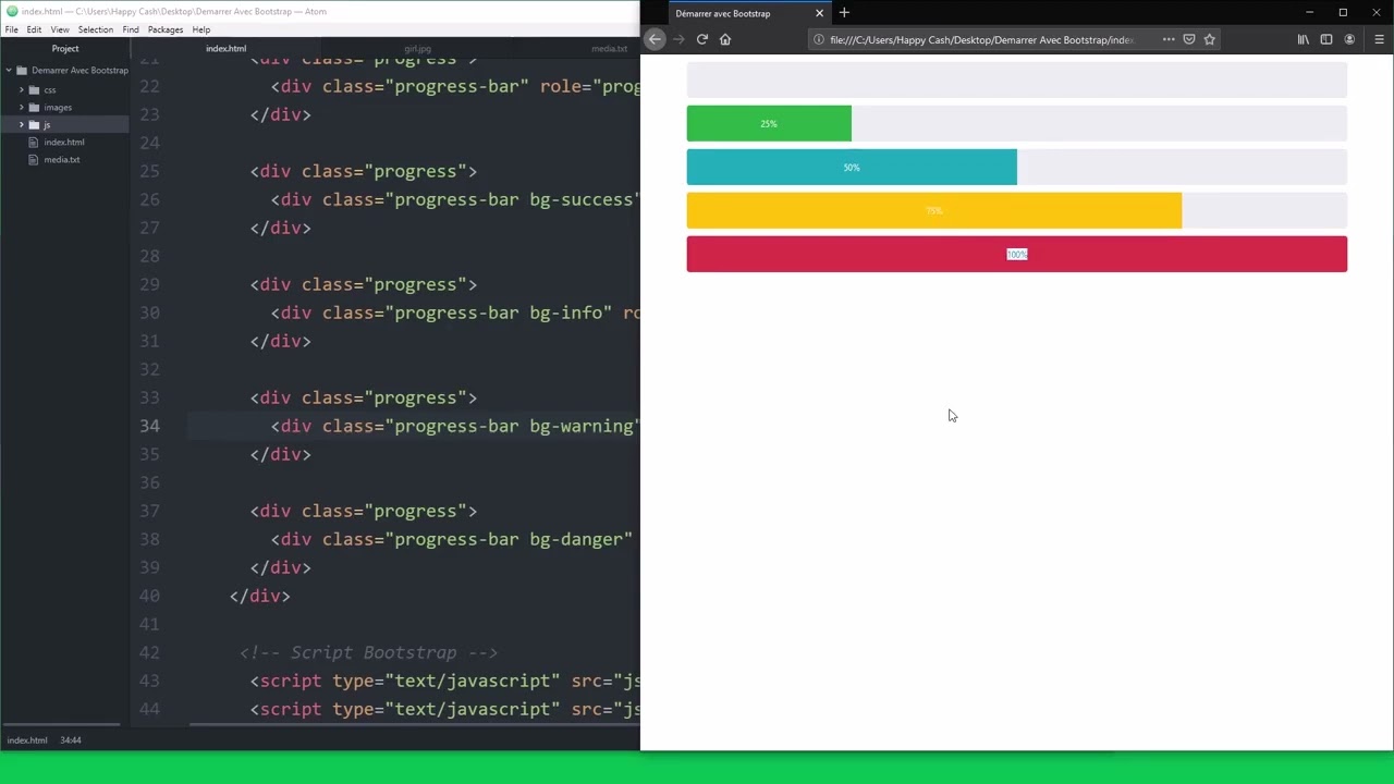 Mudey Formation | Cours 17 Bootstrap Progress bar en Bootstrap