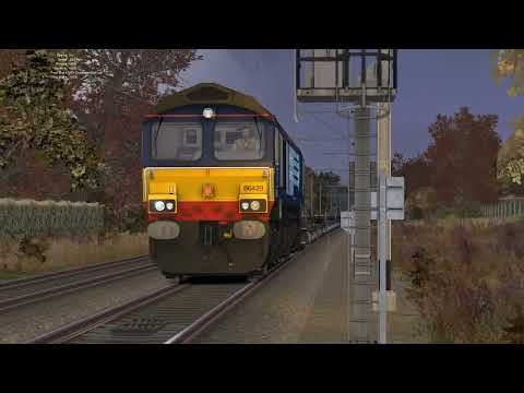 Direct Rail Services 66429 Empty Megafret Wagons near Rugby