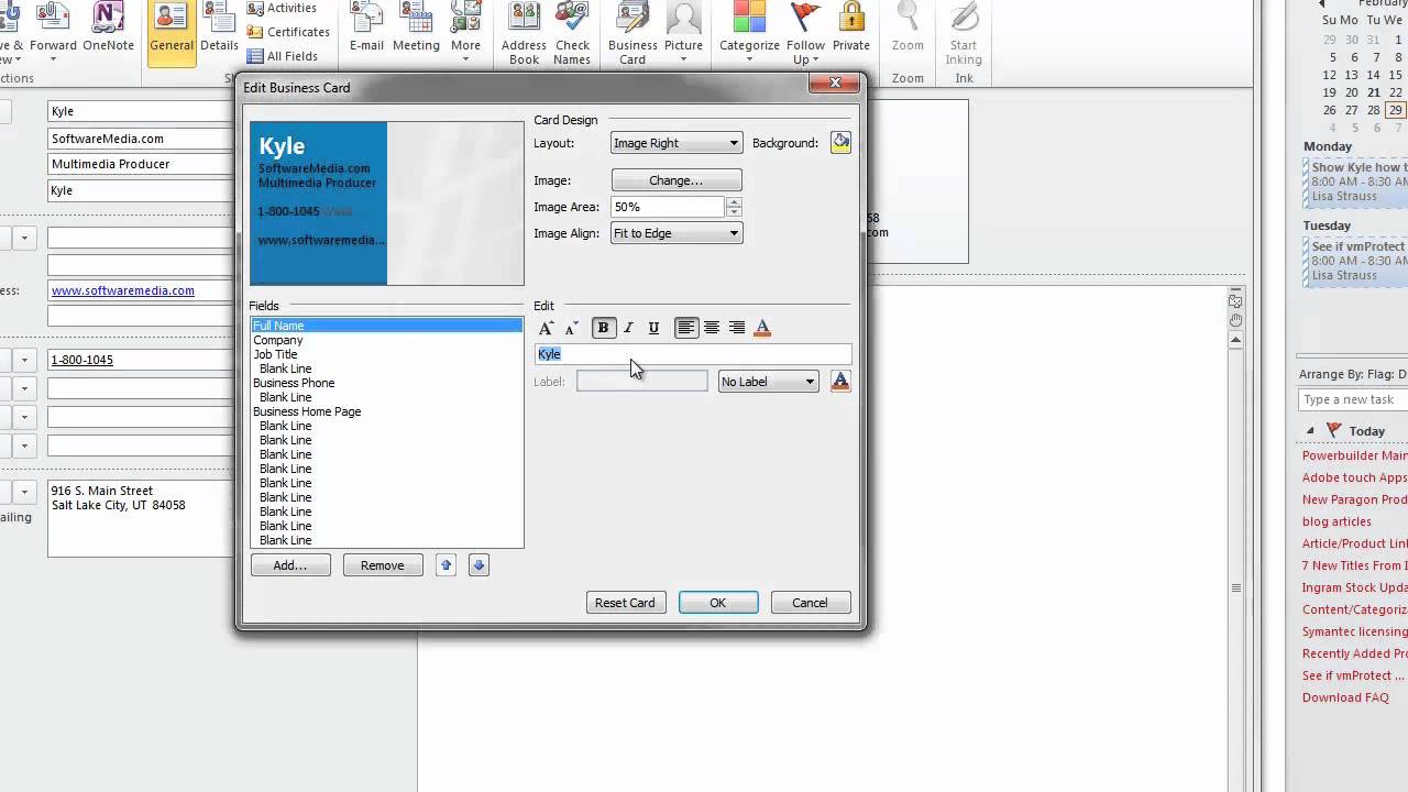 How to Create Business Cards in Microsoft Outlook 2010 Tutorial