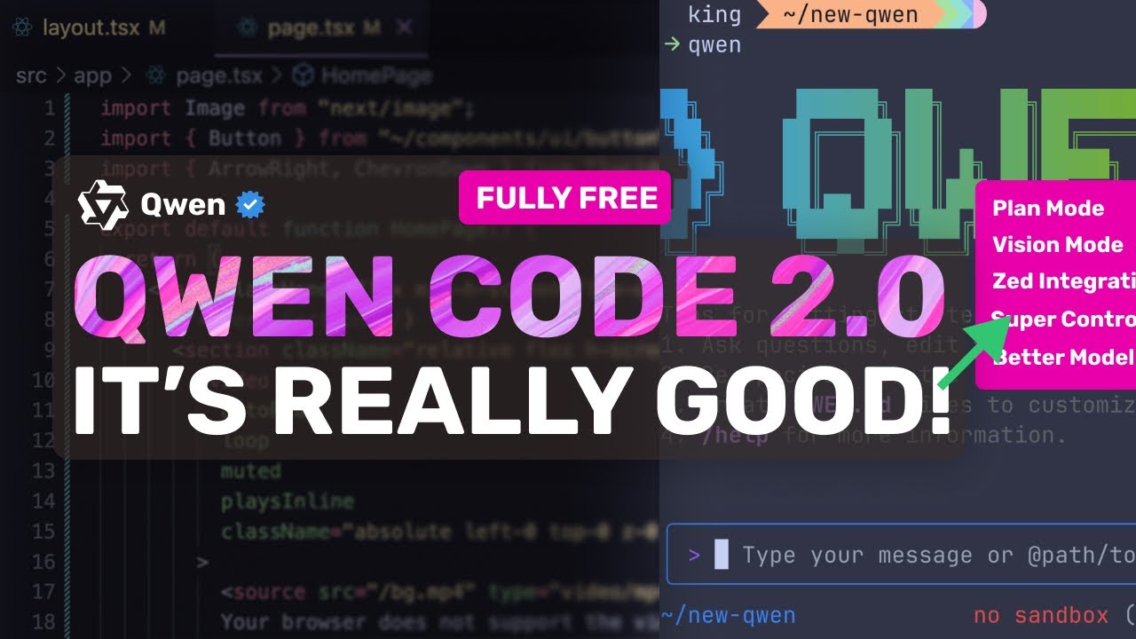 Qwen Code 2.0: These New Upgrades makes it REALLY GOOD! Vision Mode,Plan Mode,Zed Integration & More