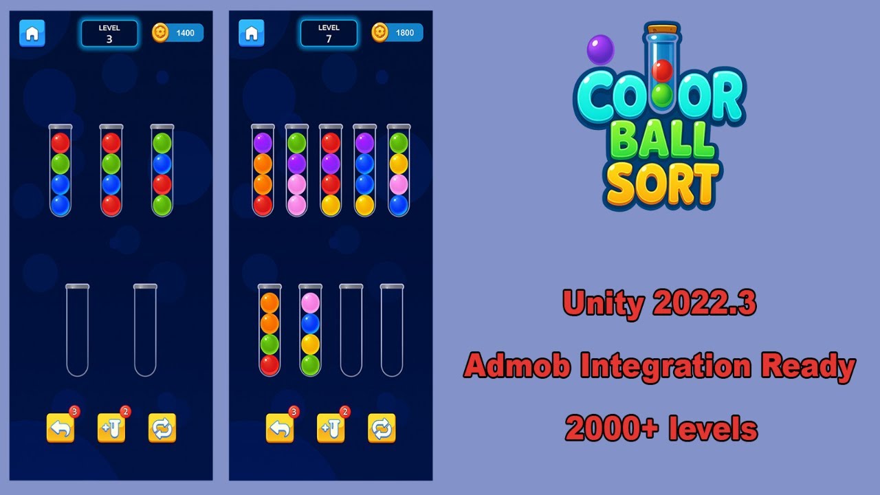 Color Ball Sort Unity Puzzle Game Source Code | Unity Sorting Game Template | Unity Source Code