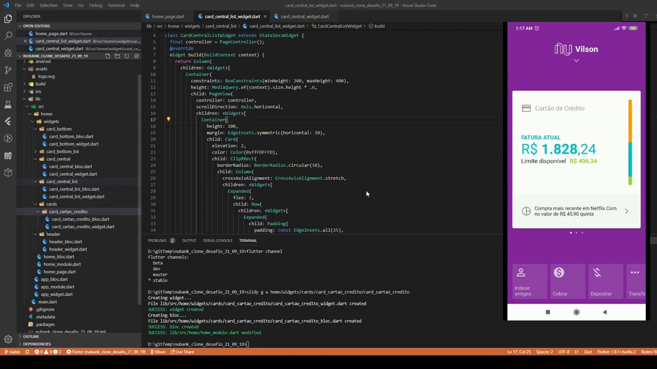 Flutter Desafio Layout Nubank Timelapse - SpeedCode