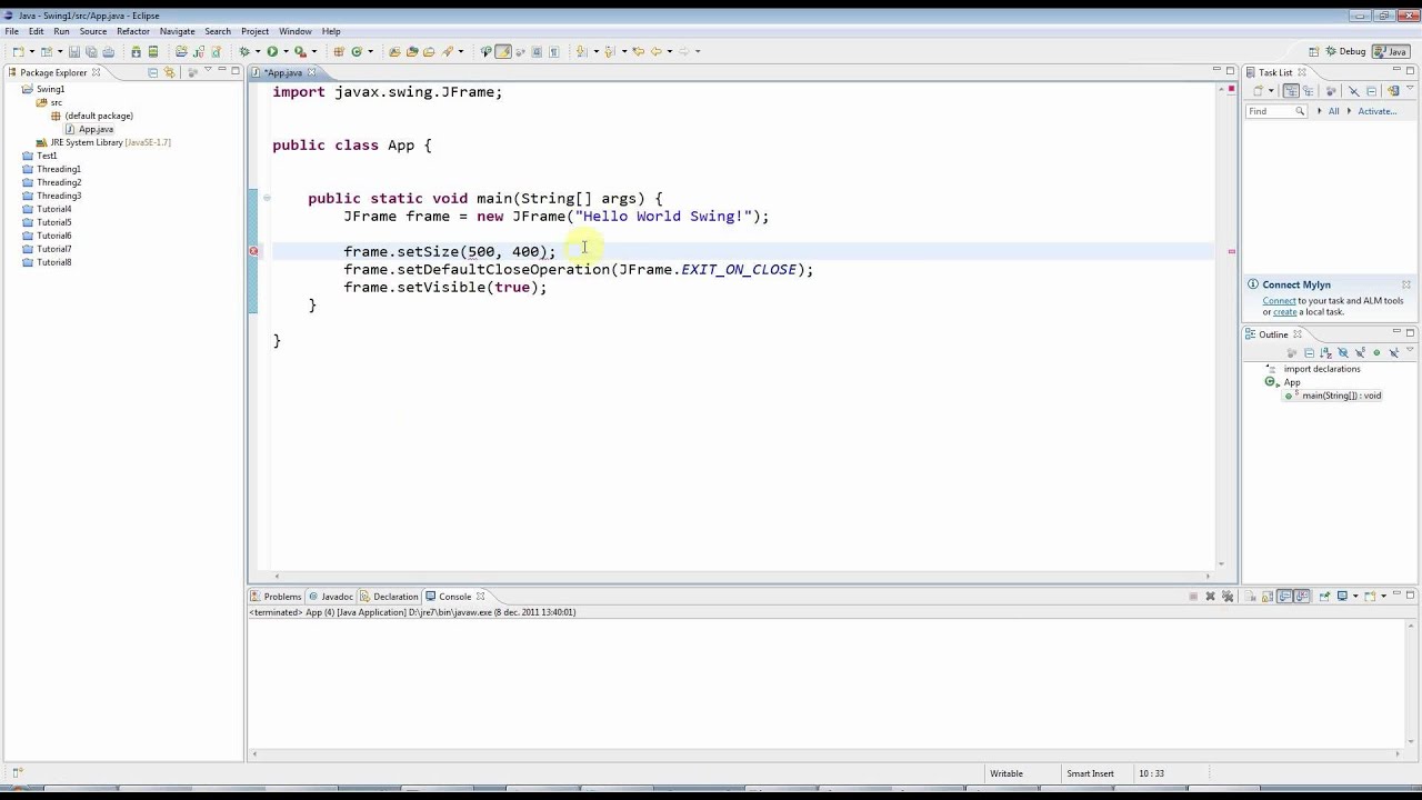 Advanced Java: Swing (GUI) Programming Part 1 -- A Basic Swing Application