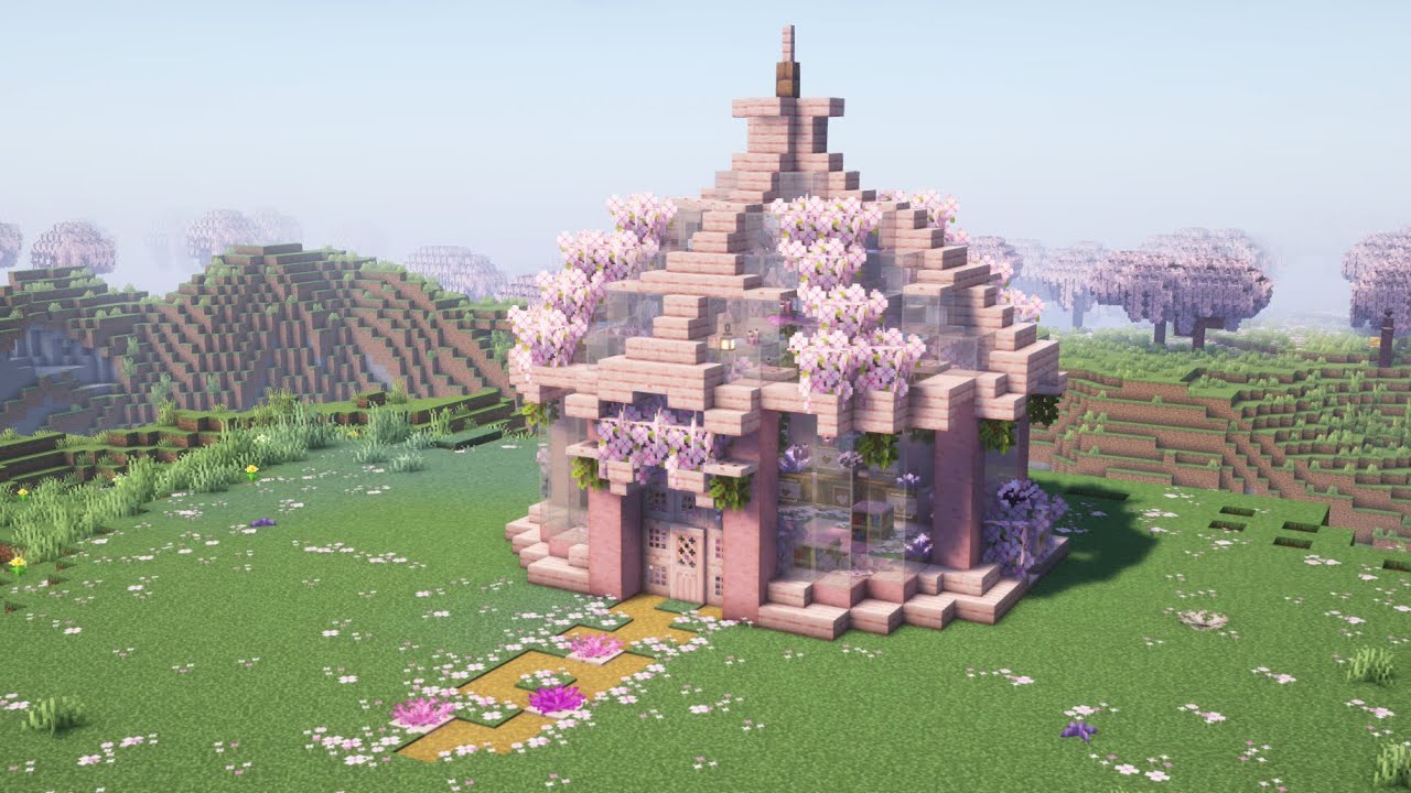 Minecraft: How to Build a Cherry Blossom Enchanting room | Building ...