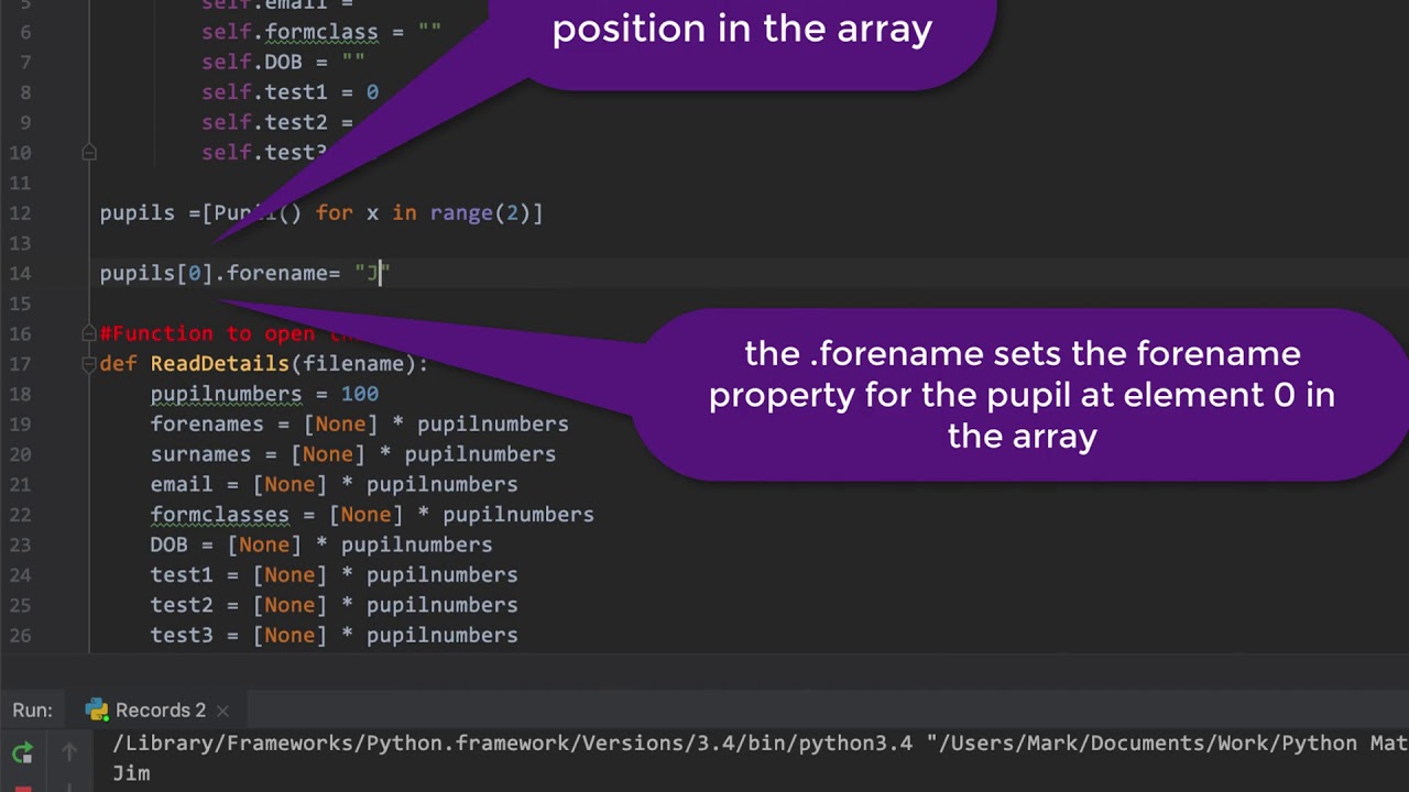 Using Records (classes) in Python as a user defined record structure.