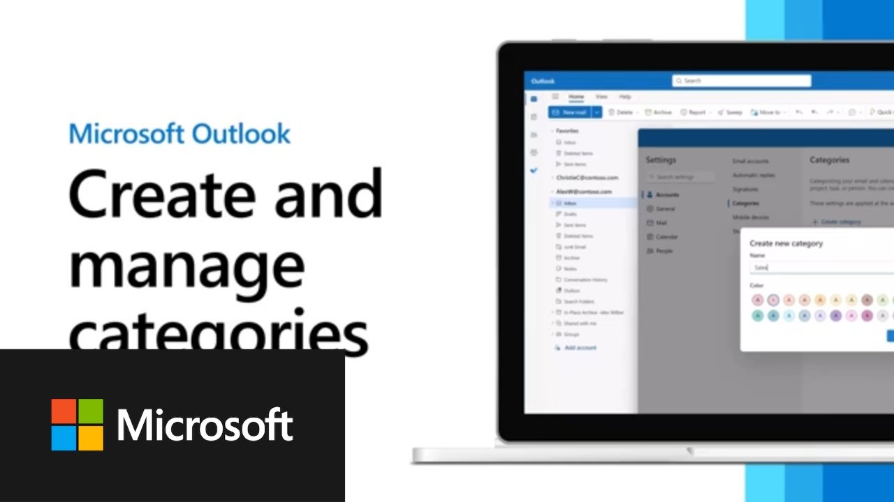 Create and manage categories in the new Outlook for Windows