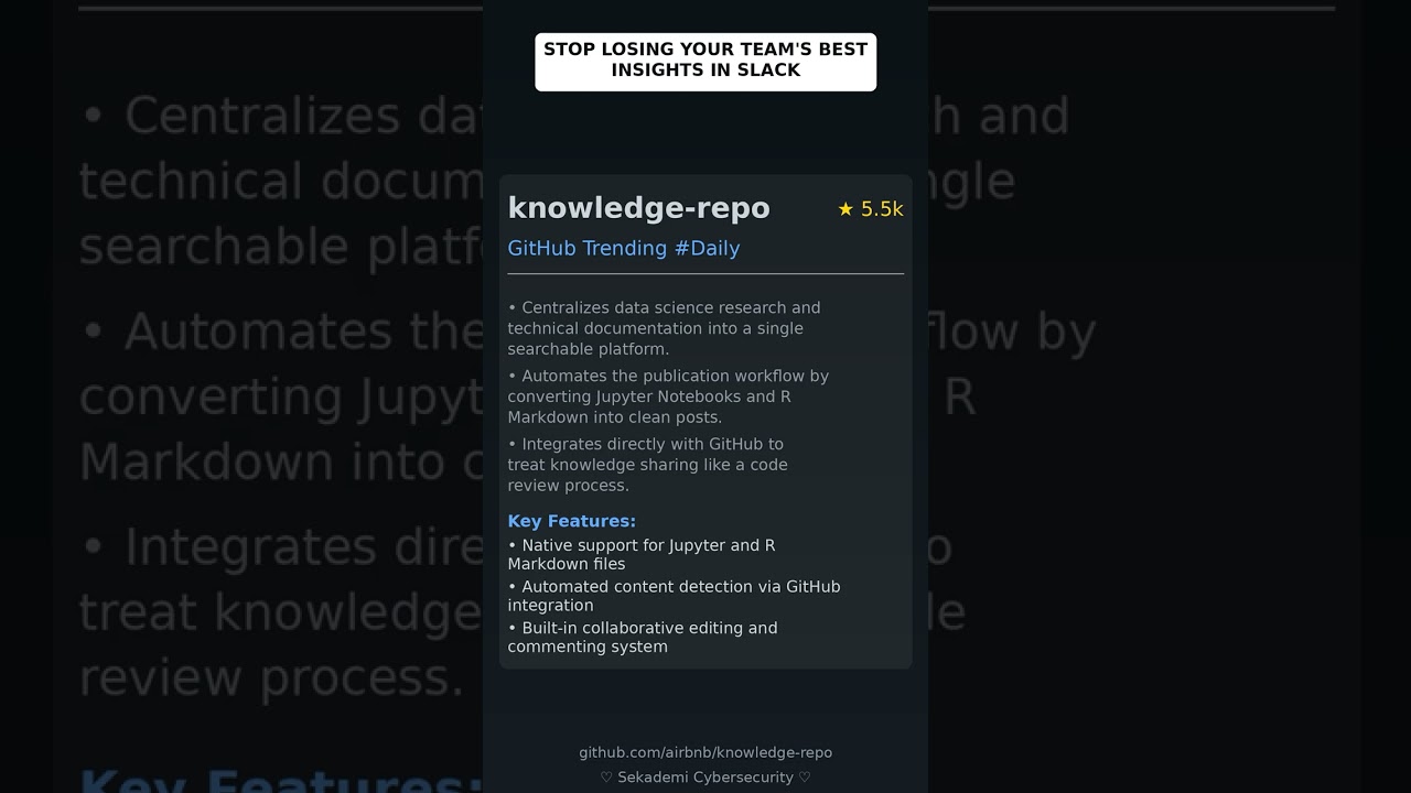GitHub Trending Repositories: airbnb/knowledge-repo 🇬🇧