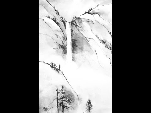 Bridal Veil Falls Yosemite Stick and Ink Demonstration