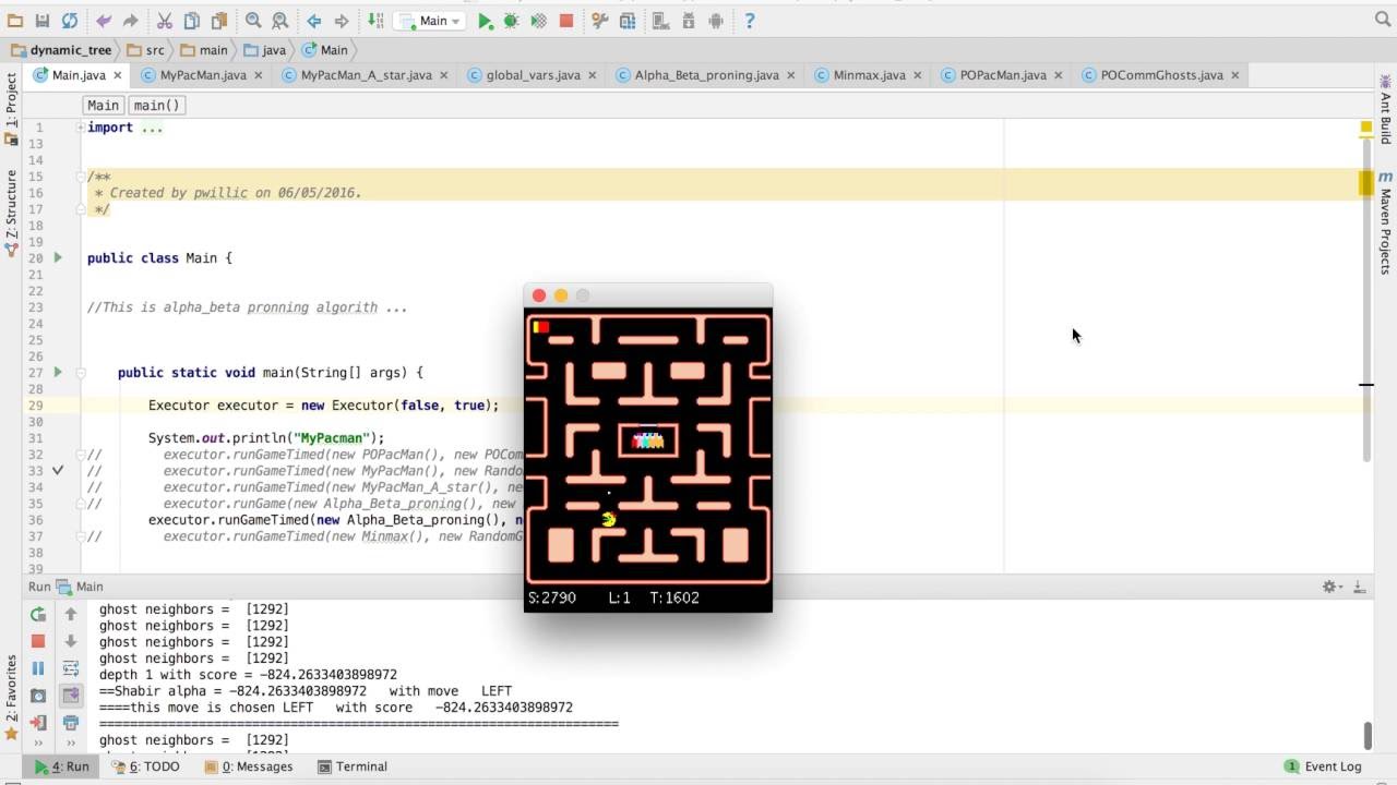 Alpha-Beta pronning search Algorithm for pacman