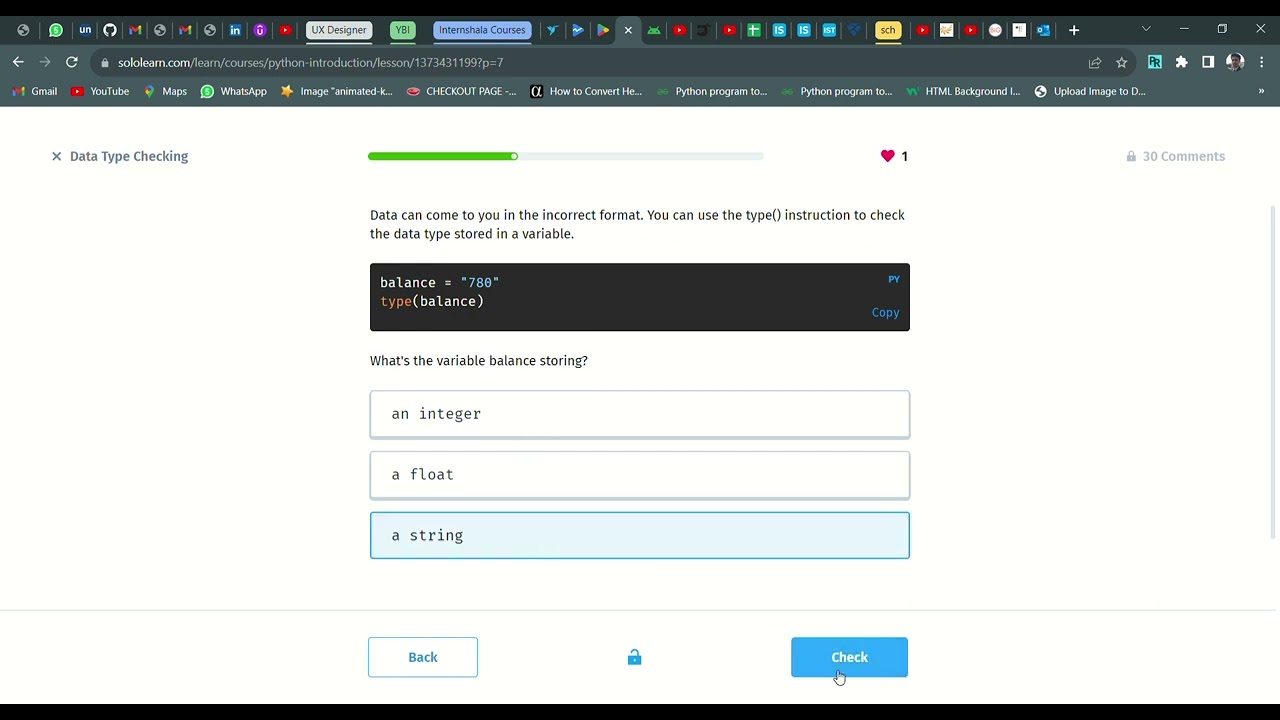 25 Data Type Checking | Introduction to Python | Sololearn