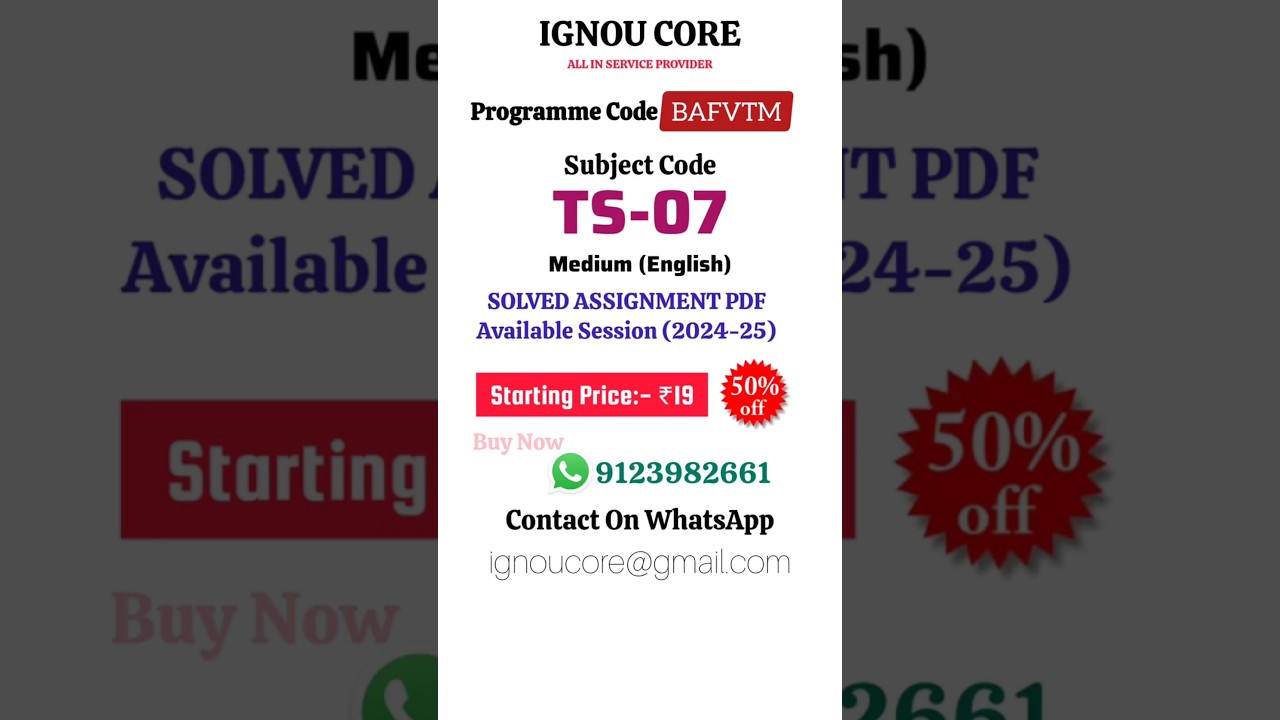 TS 7 Solved Assignment PDF 2024-25 in English, BAFVTM program TS-07 Solved assignments