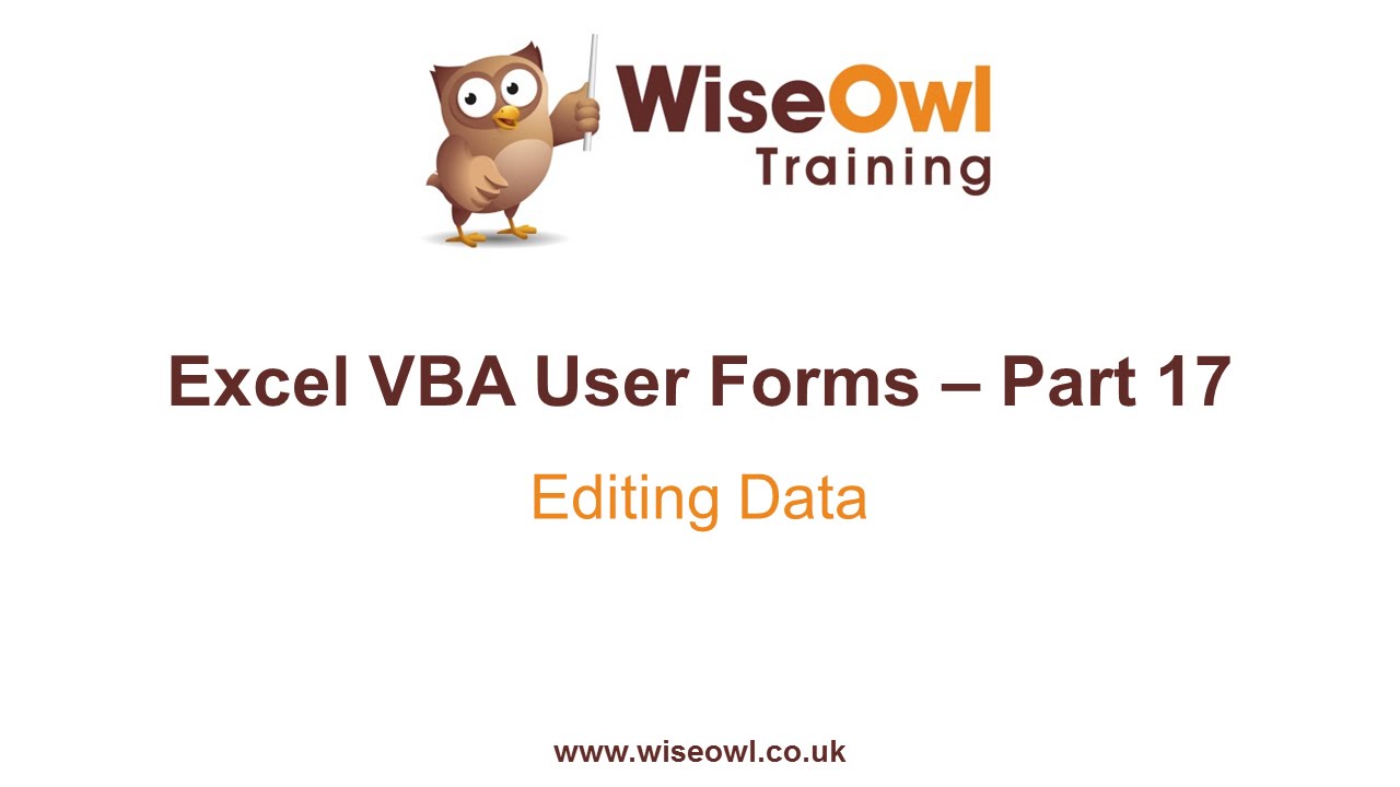 Excel VBA Forms Part 17 - Editing Data
