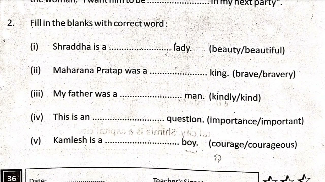 Describing words worksheet with Answers|adjective worksheet with answers #adjective