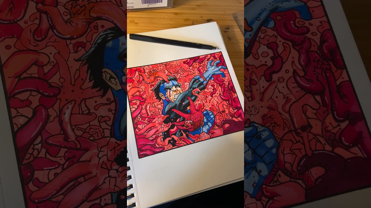 Drawing Invincible in his blue suit!