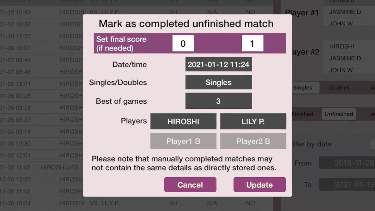 Table Tennis Digital Score Tutorial #5
