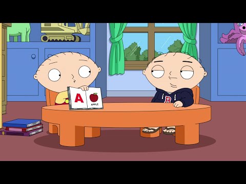 Family Guy - Boston Stewie practicing a-b-c books