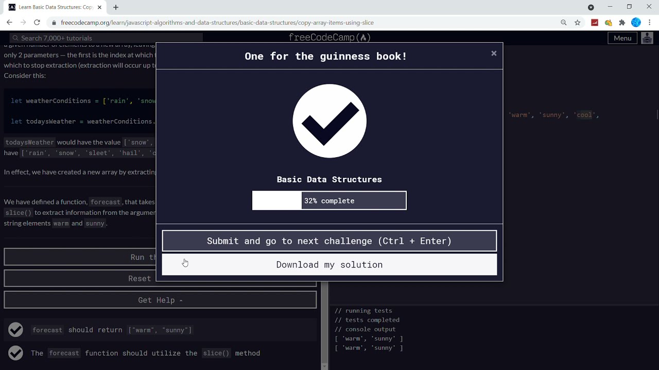 Basic Data Structures (7/20) | Copy Array Items Using slice() | freeCodeCamp