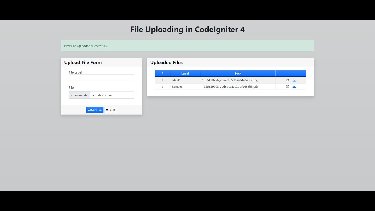 File Uploading in CodeIgniter 4 Tutorial Demo