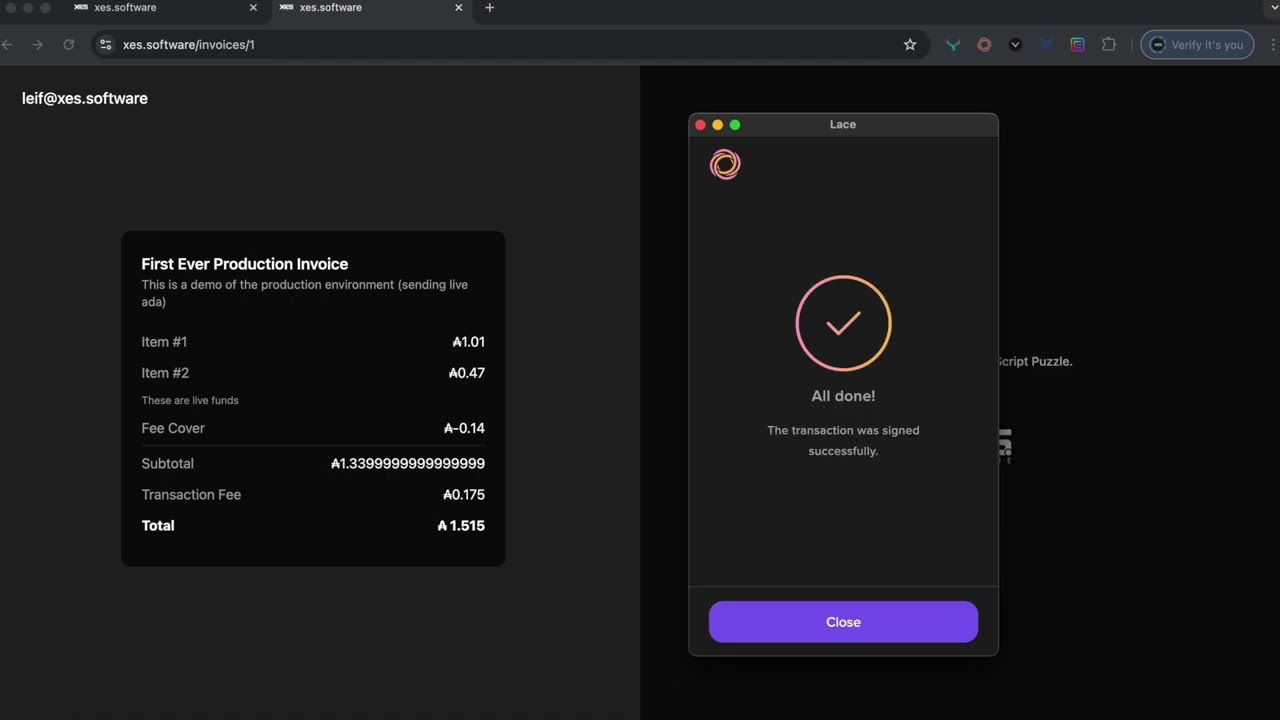 Decentralized Invoicing, Payroll, & SaaS Payments on Cardano (xes.software Product Demo)