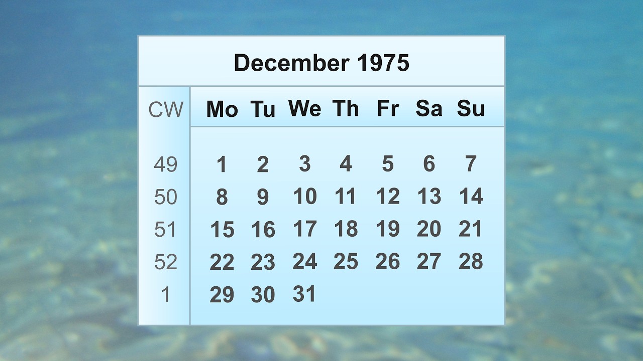 December 1975 Calendar