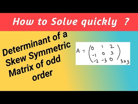 Short trick | Determinant of a skew symmetric matrix of odd order | NA Math Study