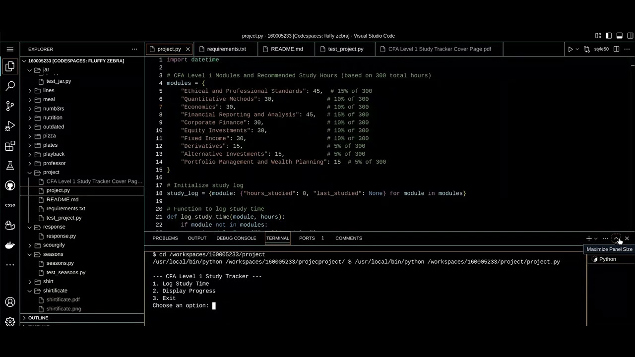 Python project: Study Time tracker