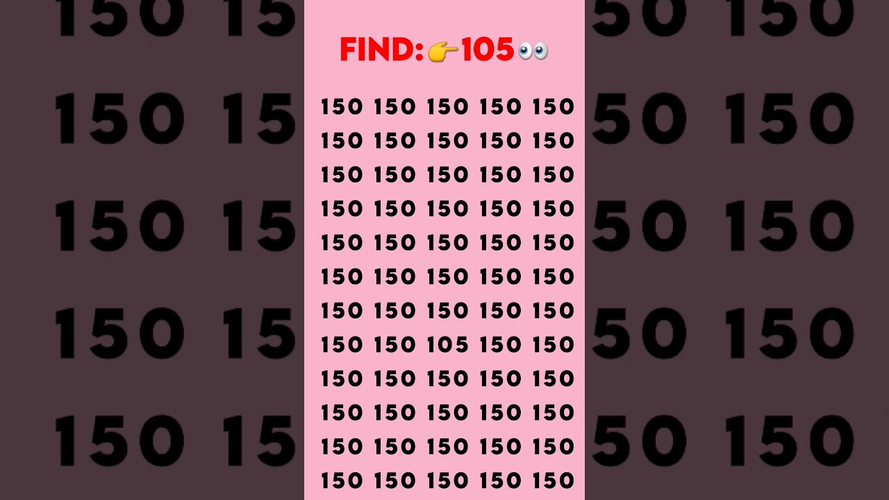 Try to find the odd number 105 with in 5 second 👉#youtubeshorts