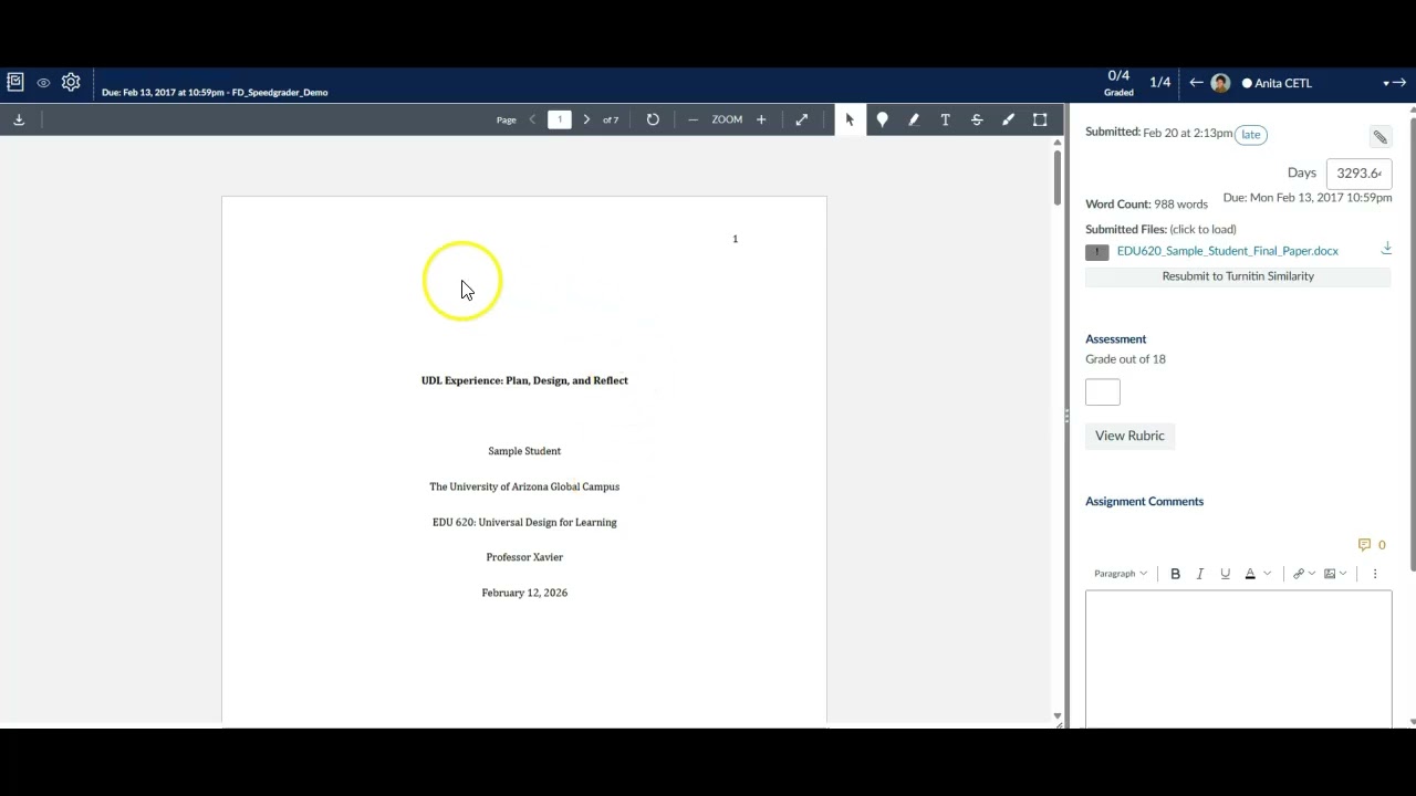 Grading Assignments in SpeedGrader: Navigation