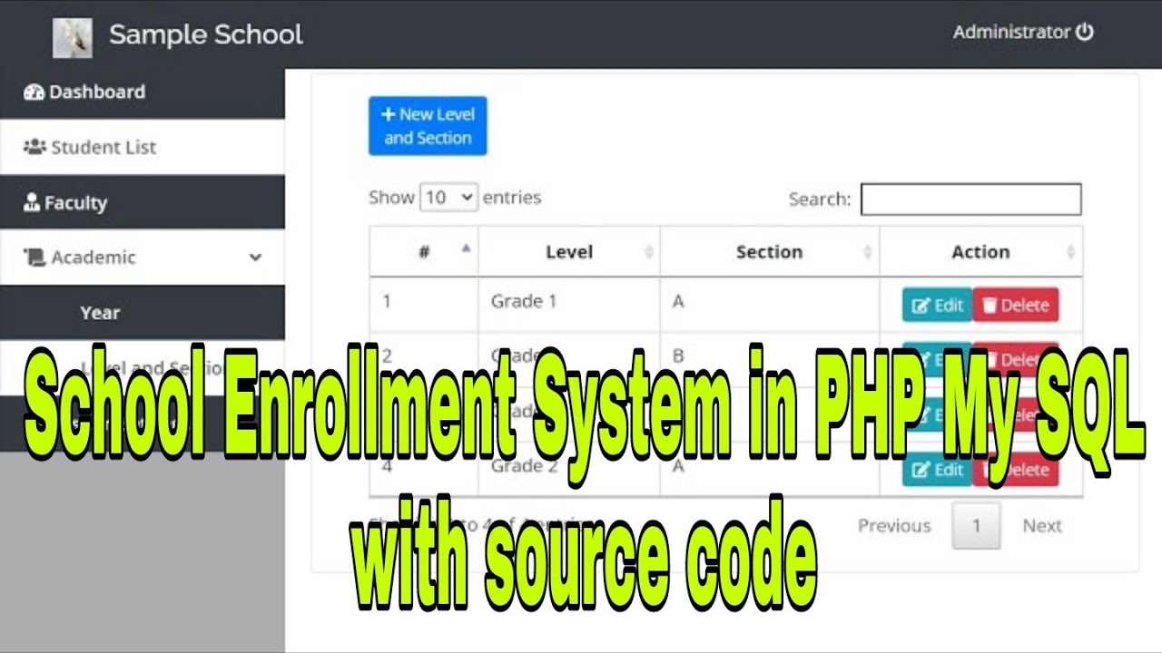 School Enrollment System in PHP My SQL with source code