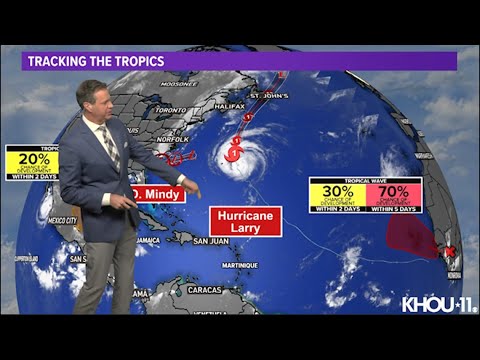 Tropics update: Hurricane Larry, Tropical Depression Mindy and 2 tropical waves
