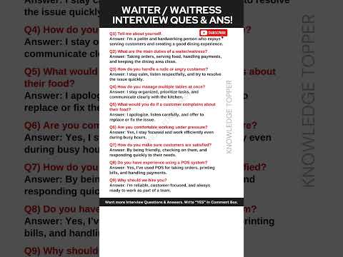 Waiter Interview Questions and Answers | Waitress Interview Questions and Answers