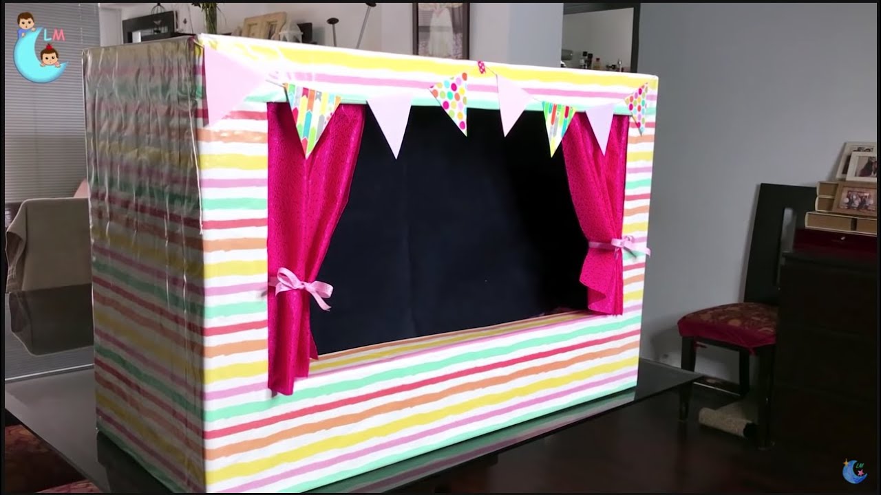 HOW TO MAKE A PUPPET THEATER | Cardboard Box Puppets | LUNA MIA DIY