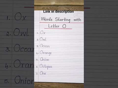 Words Starting with Letter O