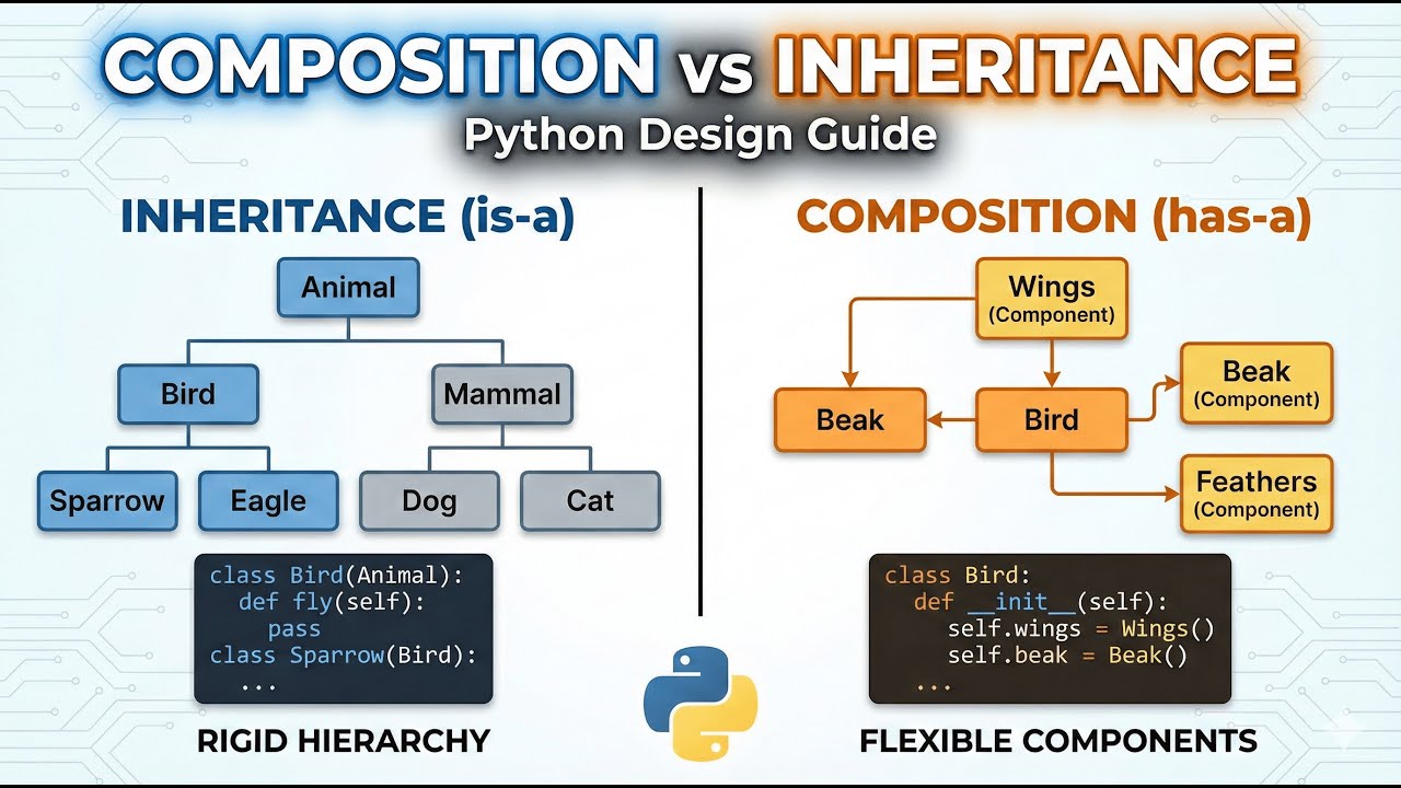 Composition vs Inheritance | Proper Python Design Guide#Python #Programming #SoftwareDesign