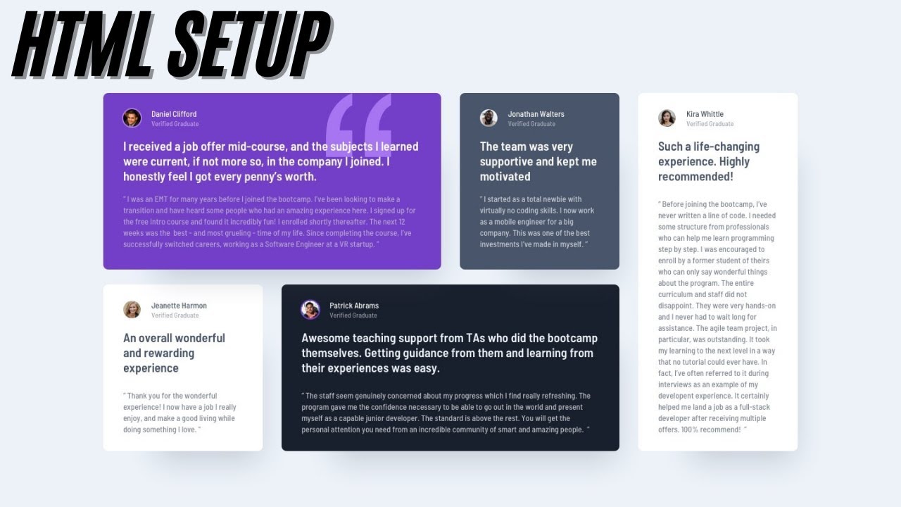 Testimonial Grid Section| Frontend Mentor Challenge | Part 2 HTML Setup