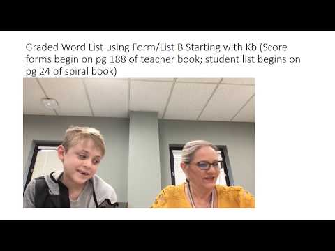 Informal Reading Inventory, Part 1: GWL