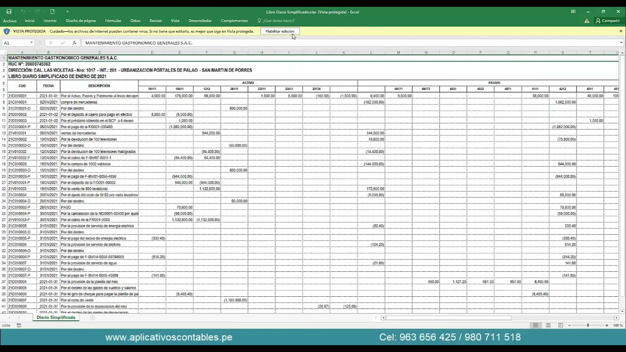 Sistema contable simplificado - ONLINE (GRATIS)