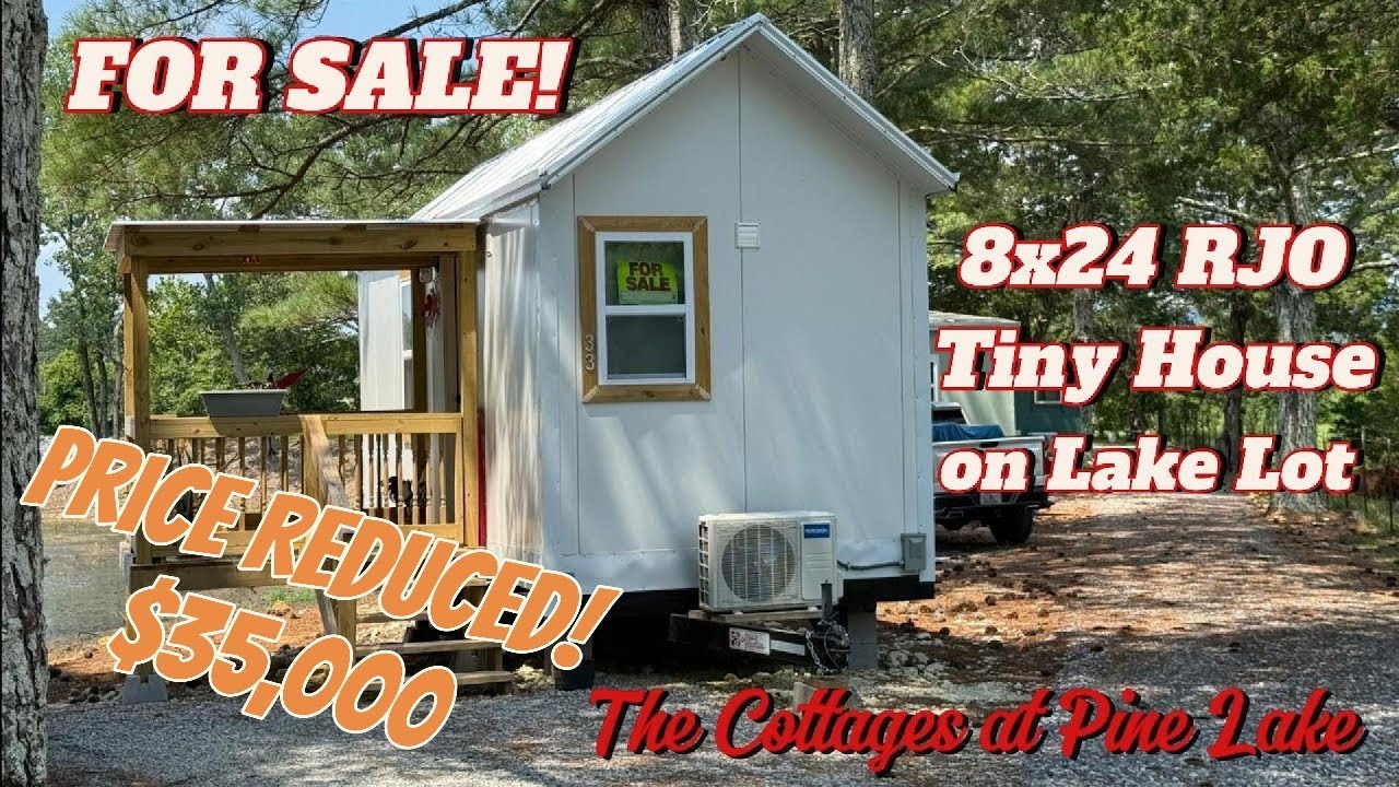 Tiny Home For Sale! Price REDUCED! 8x24 RJO Tiny House on Wheels on Lake Lot - or buy & move offsite